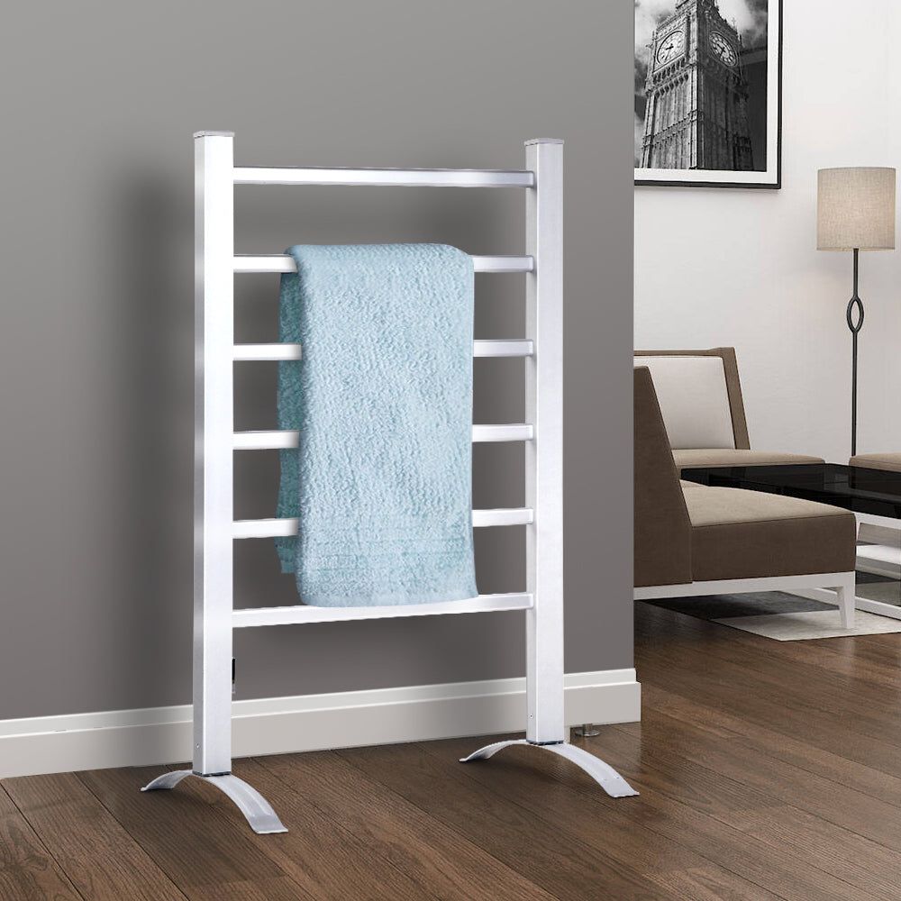 Devanti Electric Heated Towel Rail Rack 6 Bars Freestanding Clothes Dr ...