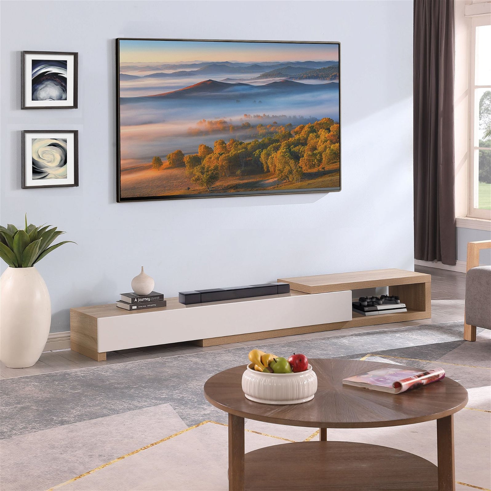 Durham Extendable TV Unit, Entertainment Unit, 190cm, Oak White | HLS ...