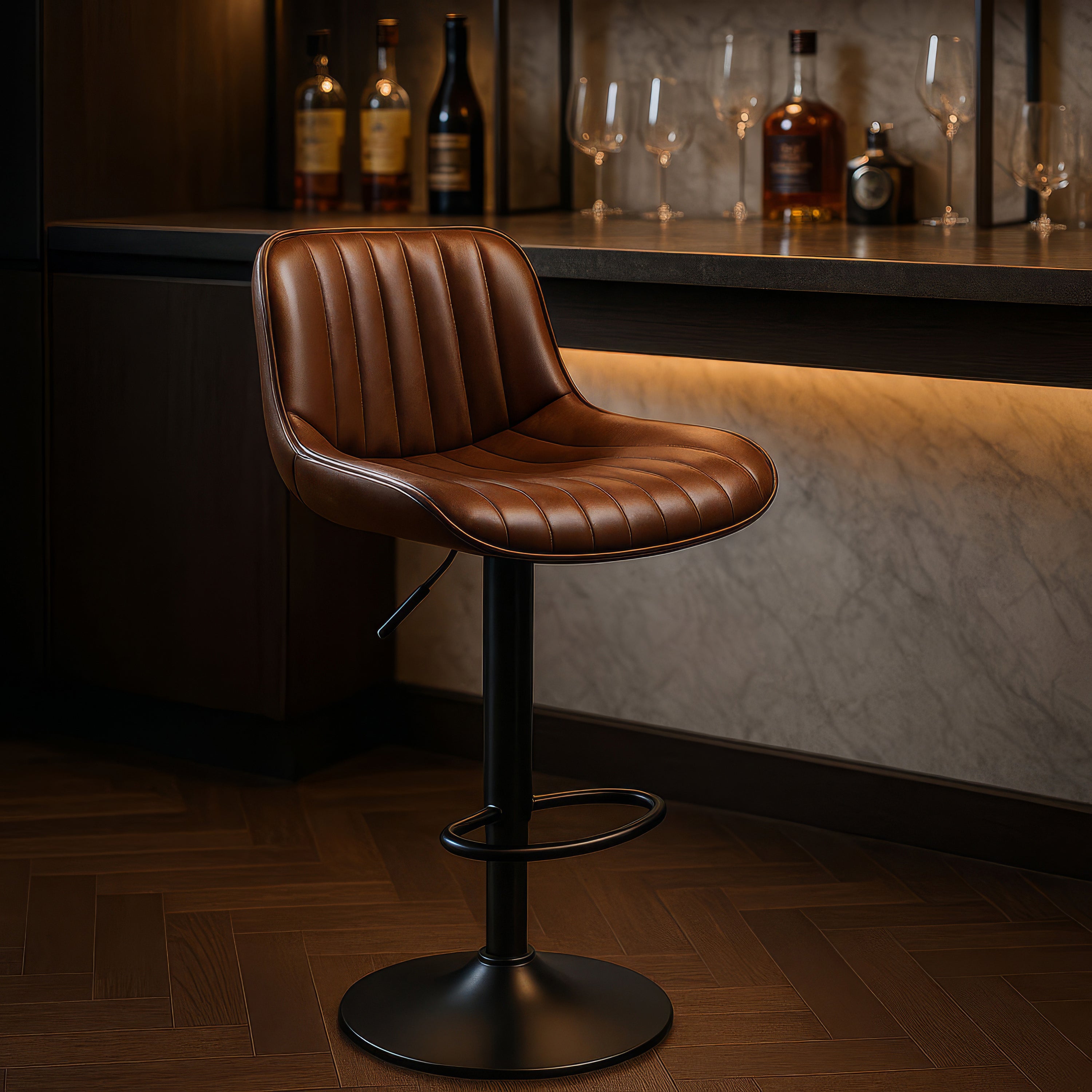 Frank Bar Stools – Brown PU (Set of 2) by Urban Style — Home Living Store