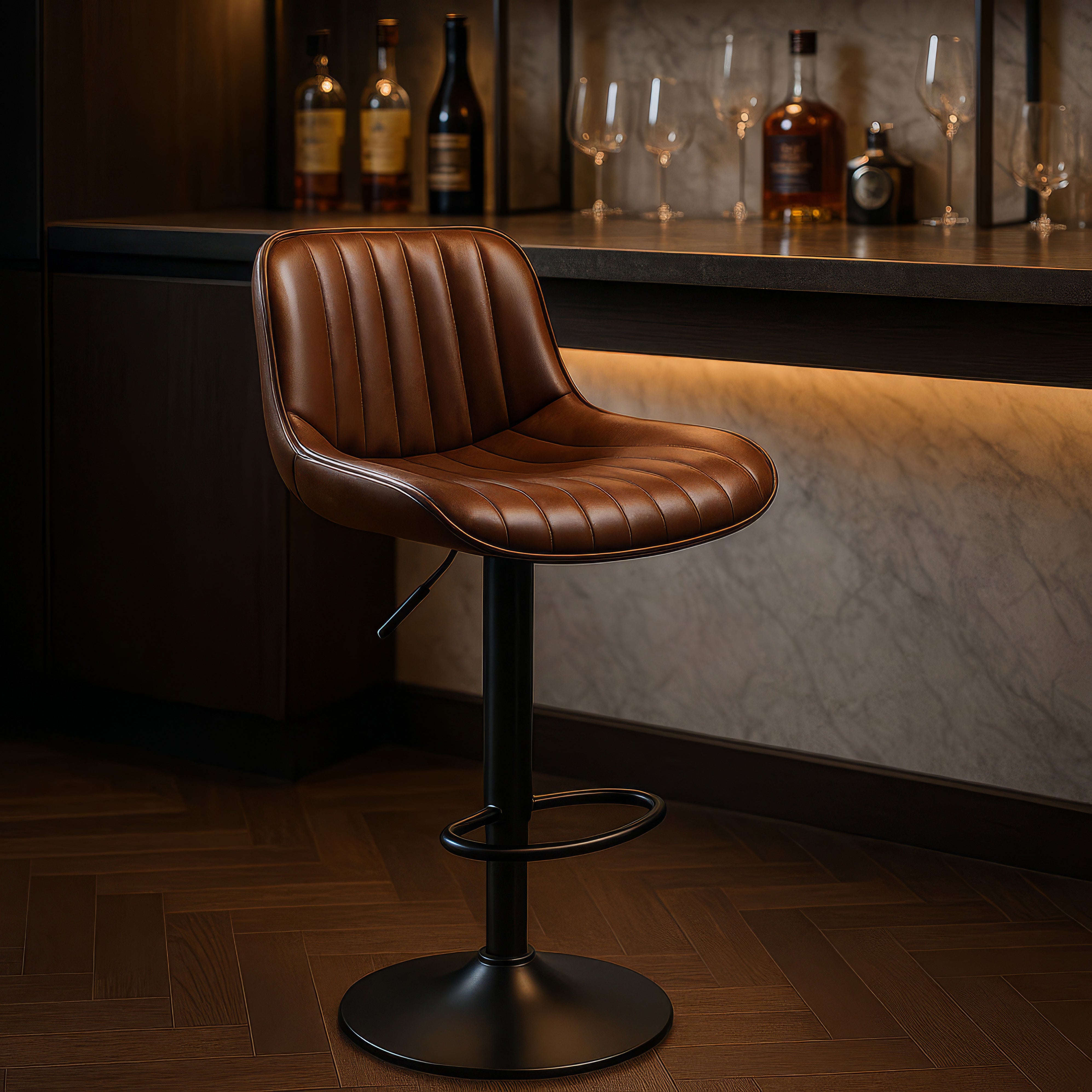 Frank Bar Stools – Brown PU (Set of 2) by Urban Style — Home Living Store