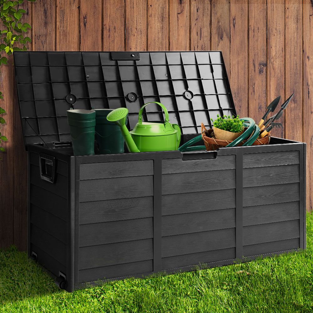 Gardeon Outdoor Storage Box 290L Lockable Organiser Garden Deck Shed A ...