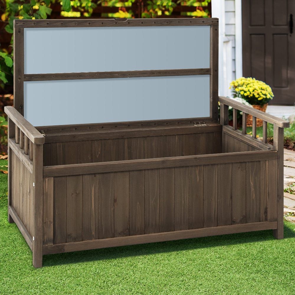 Gardeon Outdoor Storage Box Wooden Garden Bench Chest Toy Tool Sheds F ...