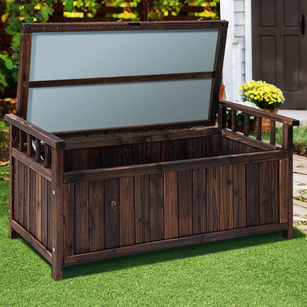 Gardeon Outdoor Storage Box Wooden Garden Bench Chest Toy Tool Sheds F ...
