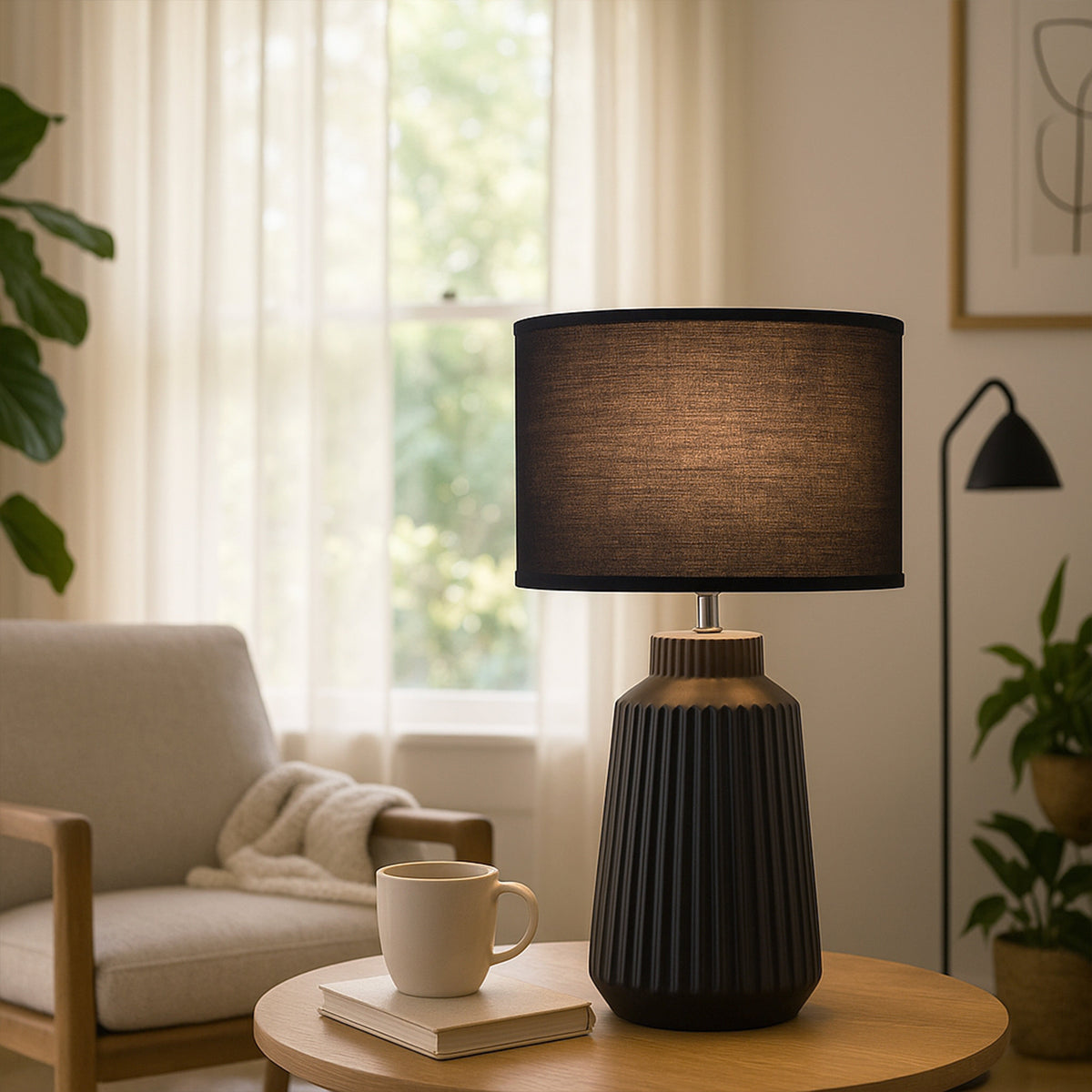 Urban Style Fiona Table Lamp | Modern Ceramic Lamp | Black — Home ...